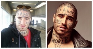 BIZARRE: Male Model Tattoos 24 Words On His Face, Says He Wants To Make ...